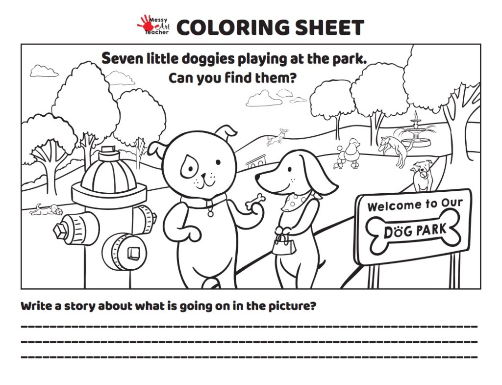 Dog Park Coloring Sheet – Mrs. Miller – Messy Art Teacher Blog